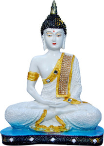Royalbox Beautiful White Golden Meditating Lord Buddha Decorative ...