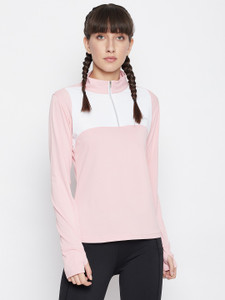 JUMP USA Colorblock Women Mandarin Collar Pink T-Shirt - Buy JUMP USA ...