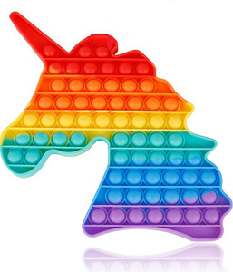 Pink & green Big horse Fidget Toy with Poppers Sound, Rainbow Jumbo ...