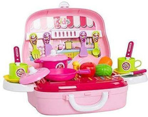 Qbik Kitchen Set For Kids In Briefcase Trolly Style with Wheels and ...
