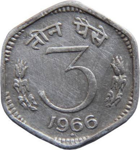 Sansuka 3 PAISA HIGH Quality Rare 1966 coin Modern Coin Collection ...