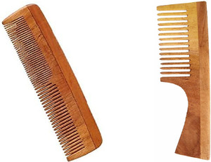 Aaradhyapriyal Organic Neem Wood Comb (DUAL + HANDLE COMB) Women & Men ...