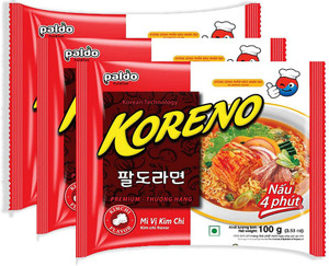 Paldo Koreno Kimchi Flavour Instant Korean Noodles- 100g (Pack of 3 ...
