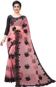 Buy RATRIC Embroidered Bollywood Net Pink Sarees Online @ Best Price In ...