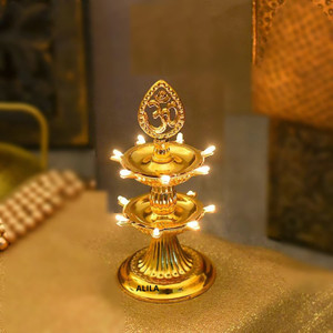 2 Layer OM Electronic Golden Diya Deepak Gold Plated Table Diya Price ...