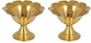 Shiv Devadas Brass Traditional Deep Nanda/Puja Diya Lamp Brass (Pack of ...
