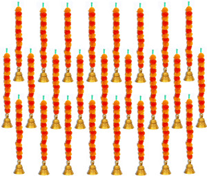 iHandikart Marigold Artificial Fluffy Mini Garlands with Bell, Colour ...