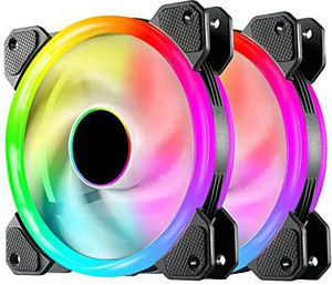 US1984 RGB Gaming Fans, Dual Light Loop RGB LED Fans, Quite Cooling ...
