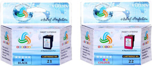 verena 21-22 Combo Inkjet Print Cartridges (Black/Tri-Color) Compatible ...