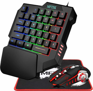MFTEK One Hand Gaming Keyboard and Mouse Combo, 3 Keys PUBG Keycap ...