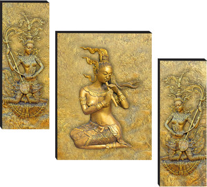 Masstone Lady Playing Musical Instrument 3 Piece MDF Painting Digital ...