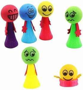 WHITE POPCORN birthday popper set of 20 smiley emoji jump toy ...