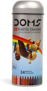 Flipkart.com | DOMS Plastic Crayons Round Tin Pack 24 Shades