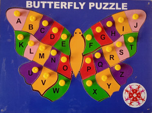 Spacci Learning Educational Wooden Butterfly ABC Letters Puzzle Board ...