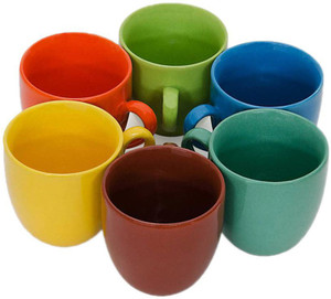 THE INDIA STYLE Pack of 6 Ceramic multy color tea cup set(set-06pc ...