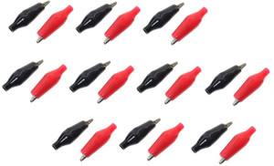 ERHIndia (10 Pair) 28mm Metal Alligator Clips Red Black Pair Insulated ...