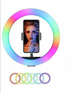TECHEL RGB Ring Light with Mini Tripod Stand LED Dimmable with 21 ...