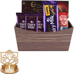 SurpriseForU Chocolate Loaded Gift Hamper | Shadow Ganesh Diya Plastic ...