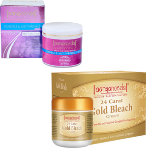 Aaryanveda 24 Carat Gold Bleach Cream 450gm And Fairness & Anti Wrinkle ...