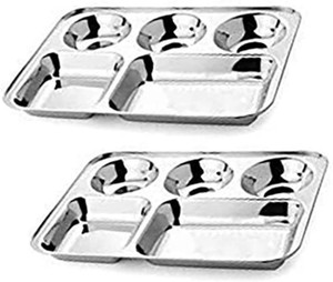 D S Stainless Steel Lunch Dinner Plate Bhojan Thali | Mess Tray ...