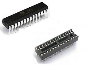 Bright Electronic Components ATMega32p DIP28 Pin IC with 28 Pin IC Base ...