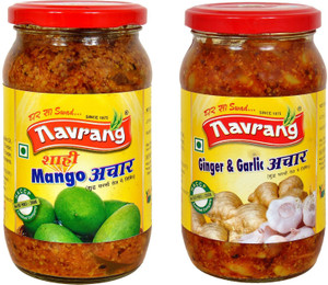 NAVRANG Organic Homemade Mango Achaar, Ginger And Garlic Pickle Mix ...