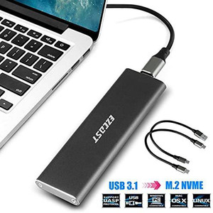 microware USB C to M.2 NVMe SSD Enclosure Reader, USB 3.1 Gen 2(10Gbps ...