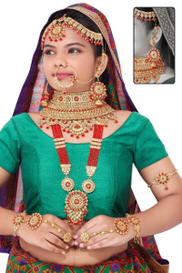 DULHAN SET Shell Gold-plated Red Jewellery Set Price in India - Buy ...