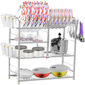 MAGS Utensil Kitchen Rack Steel 4 Shelf 24 Inch Stainless Steel Wall ...