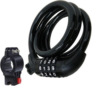 NSV Cyclocraft cycle lock, 4 Digit Resettable Combination Spiral Cable ...