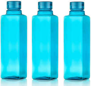 omkar Square Shape Water bottle with Plastic Cap (Set of 3, BLUE) 1000 ...
