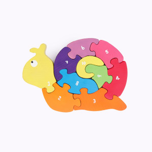 Zentric Wooden Snail puzzle double sided numbers 1-10 Learning Toys For ...