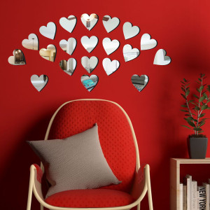 SWATI ART GALLERY 12.7 cm 20 Heart Silver-402 Self Adhesive Sticker ...