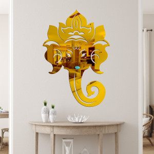 ANSHUL Decor 20.32 cm Siddhi Vinayaka Golden-448 Self Adhesive Sticker ...