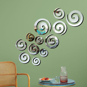 SWATI ART GALLERY 12.7 cm 12 Rings Silver-398 Self Adhesive Sticker ...