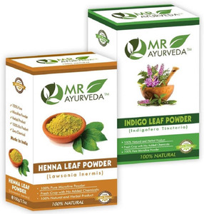 MR Ayurveda 100% Organic Indigo Powder and Bio Henna Powder for Hair ...