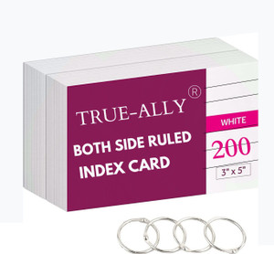 True-Ally Both side ruled Index Flash Cards - 3x5 inch, White, 200 ...