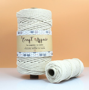 Craft Affair 3ply Twisted Oragnic Cotton Macrame Cord (10 Meter, 3mm ...