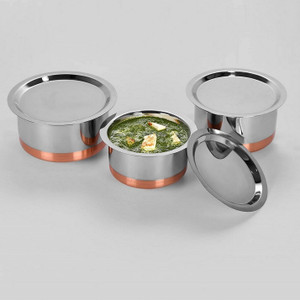 Strobine 3 Copper Bottom Cookware set/ Container pot/ patila / bhagona ...