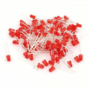 INVENTO 50 Pcs 5mm Round Diffused Red Color LED Light Bulb Lamp Light ...