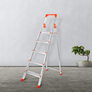 Bathla Prime 5-Step Foldable Ladder for Home with Multi-Utility Support ...