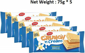 Tiffany Crunch n Cream Wafer - Vanilla Flavour - 75 g (Pack of 5 ...