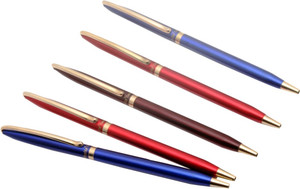 Ledos Set Of 5 - Realto Carnival Sleek Metal Body Ballpoint Pens With ...