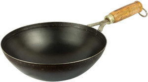 damurhu Traditional Pure Iron Kadhai (10 Inch) Fry Pan with Wooden ...