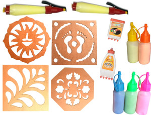 Artonezt Rangoli Tool Kit: Wood (Set of 4) Rangoli Stencil Diwali Floor ...