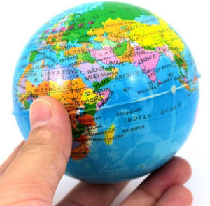 Mallexo 7.5cm Soft Foam Squeeze Rubber Earth Globe Balls Stress Relief ...