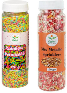 Chefast Pack Of 2 Rainbow Sprinkler Strands Vermicelli (120g) And Mix ...