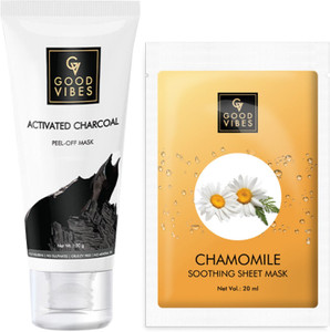 GOOD VIBES Face Masks Combo - Activated Charcoal Peel Off Mask (100 g ...