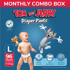 TOM & JERRY Diaper Pants with Wetness Indicator - Monthly Pack - L ...