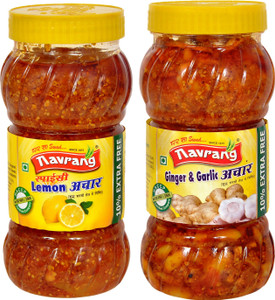 NAVRANG Organic Homemade Lemon Achar + Ginger - Garlic Achar I ...